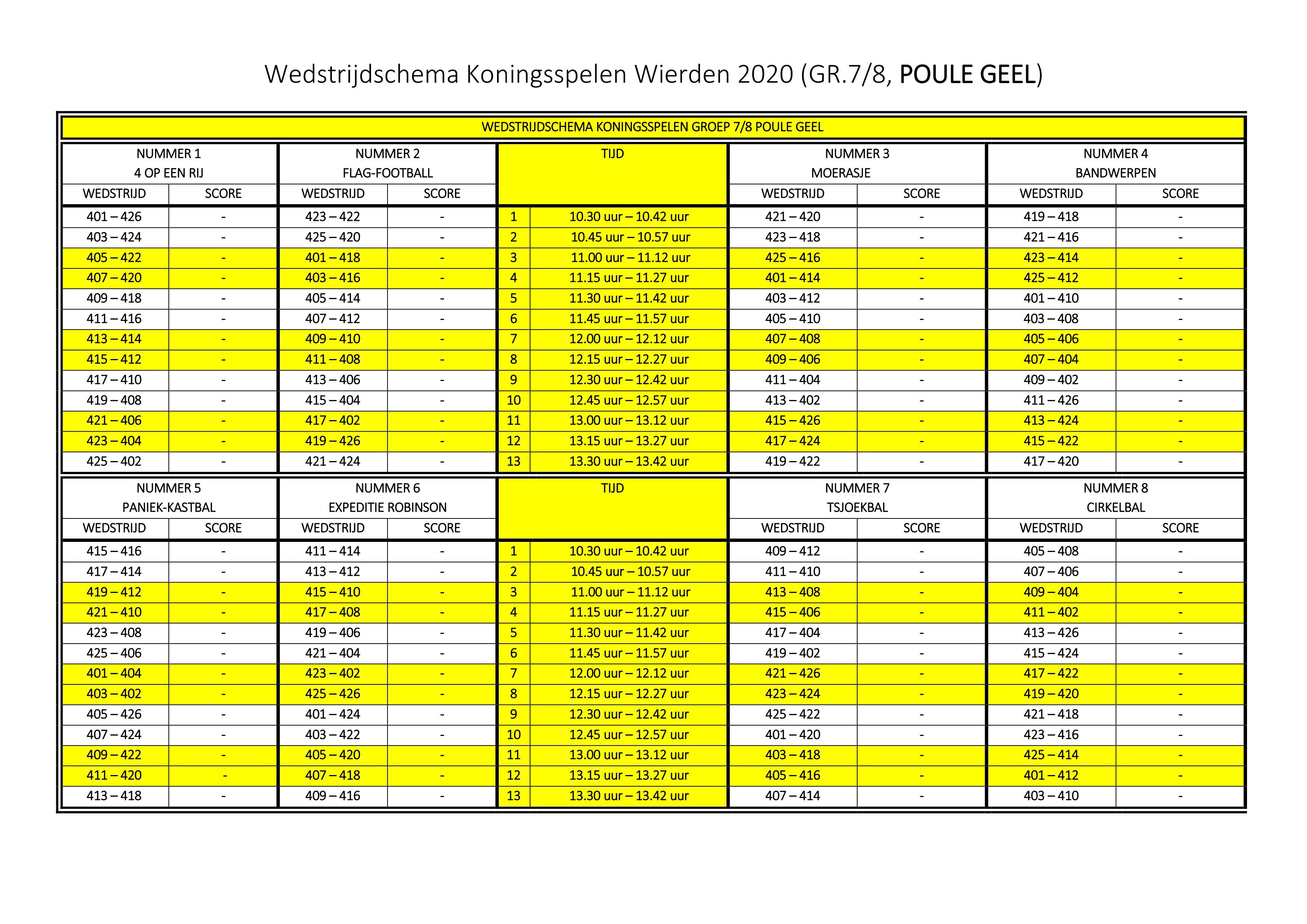 Wedstrijdschema's